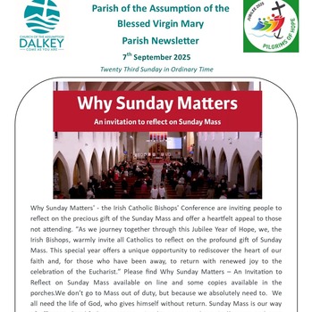 Church of the Assumption/Parish Newsletter 7th September 2025/Dalkey, Ireland